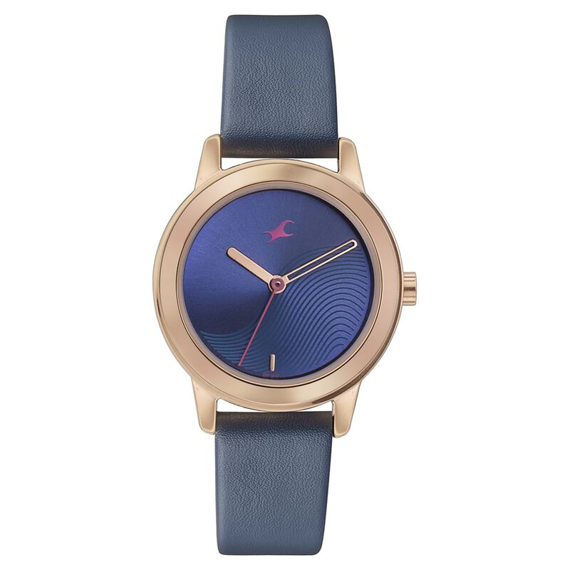 Fastrack Pulse Quartz Analog Blue Dial Leather Strap Watch for Girls