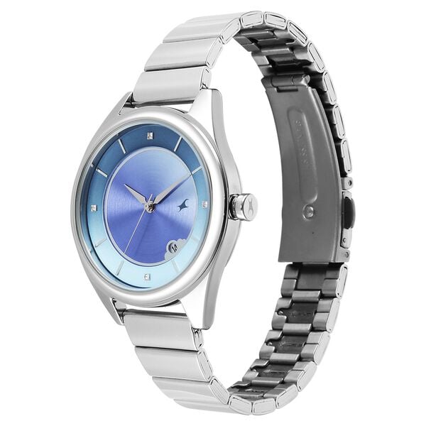 Buy Online Fastrack Style Up Quartz Analog with Date Blue Dial Silver ...