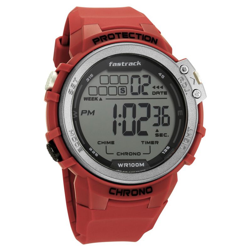 Fastrack Streetwear Digital Grey Dial Silicone Strap Watch for Guys