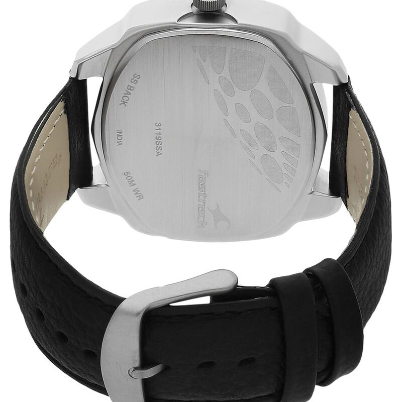 Fastrack Quartz Analog Yellow Dial Leather Strap Watch for Guys