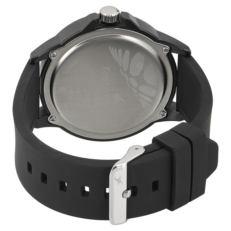 Fastrack Quartz Analog Black Dial Silicone Strap Watch for Unisex