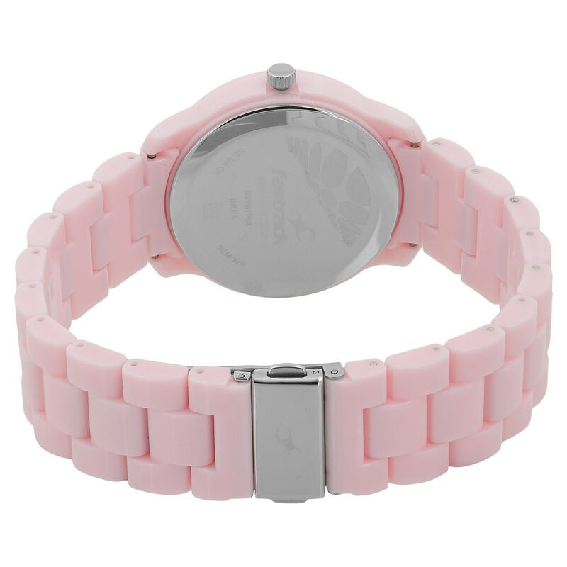 Fastrack Trendies Quartz Analog Pink Dial Plastic Strap Watch for Girls