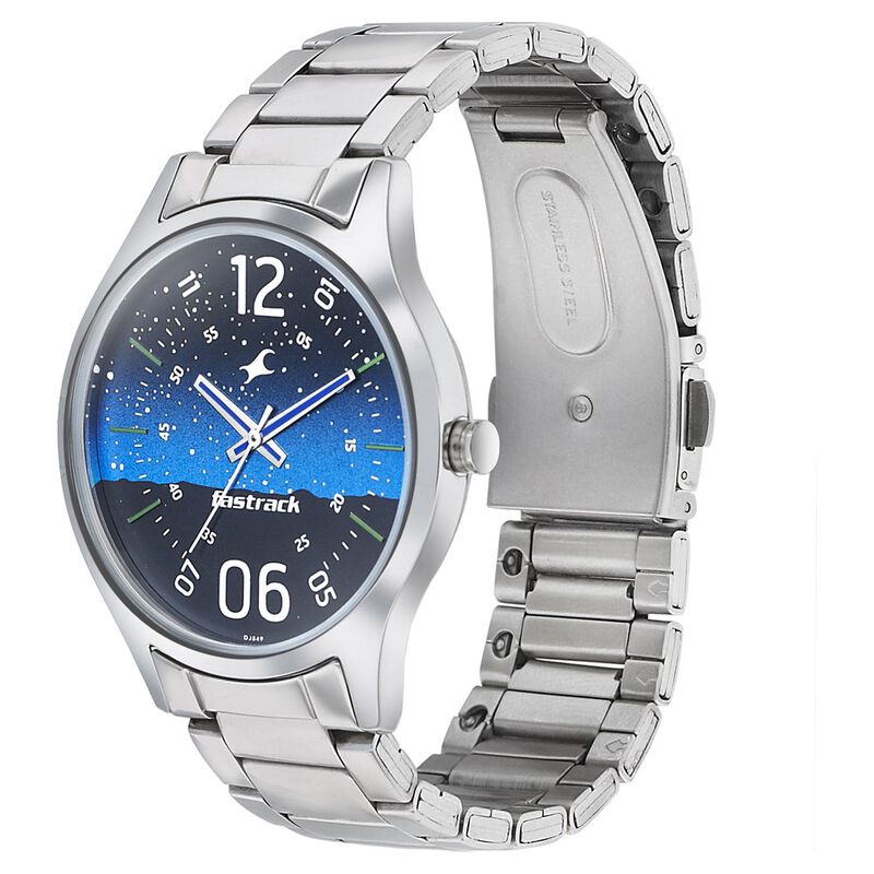 Fastrack Space Rover Quartz Analog Blue Dial Stainless Steel Strap ...