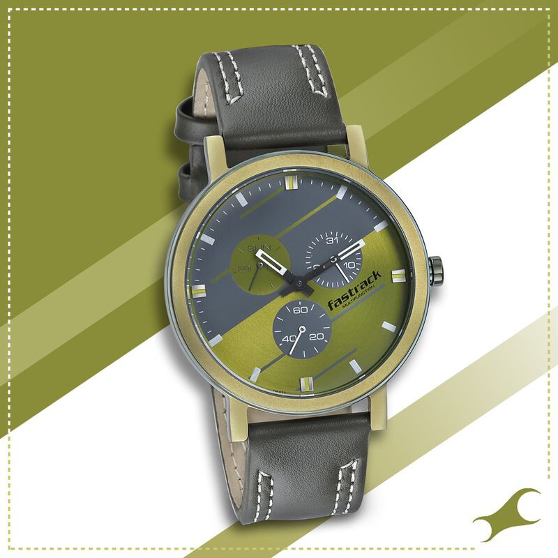 Buy Online Fastrack Dial It Up Quartz Multifunction Green Dial Leather ...
