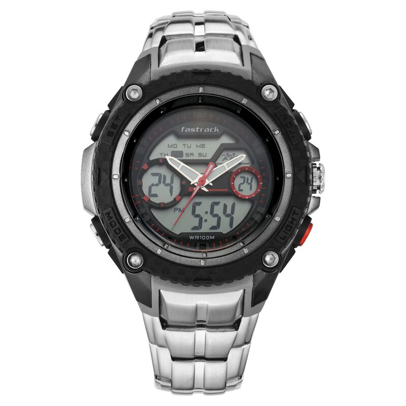 Fastrack Deux Machina Quartz Analog Digital Red Dial Stainless Steel ...