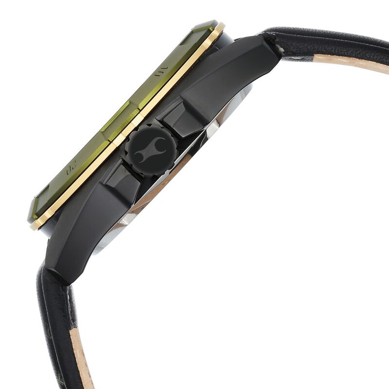 Fastrack Automatics Black Dial Leather Strap Watch for Guys
