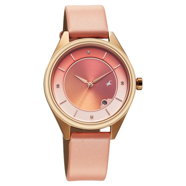 Buy Online Fastrack Style Up Quartz Analog with Date Pink Dial Pink ...