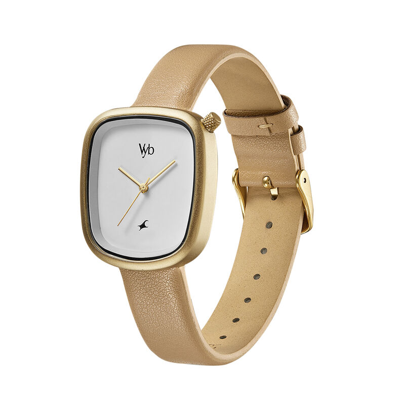 Fastrack Vyb Prodigy Quartz Analog White Dial Leather Strap Watch for Girls