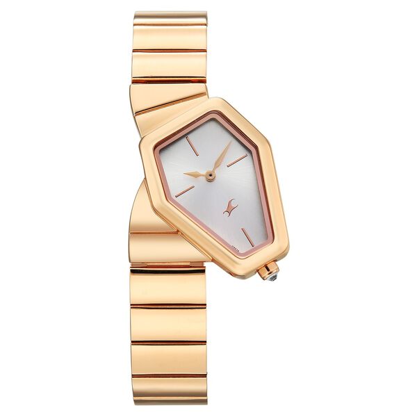 Buy Online Fastrack Wild Quartz Analog Silver Dial Rose Gold Stainless ...