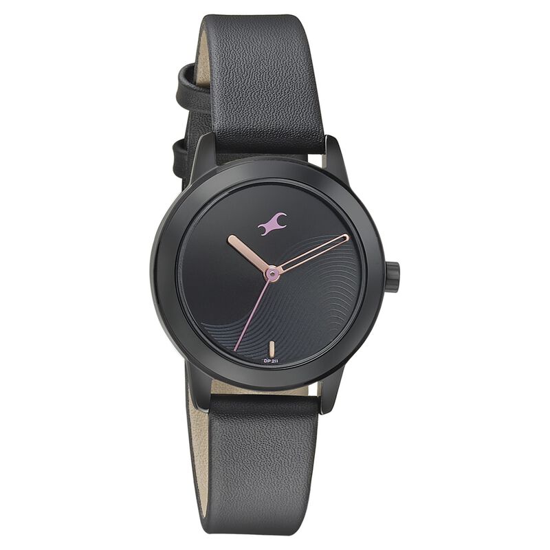 Buy Online Fastrack Pulse Quartz Analog Black Dial Leather Strap Watch ...
