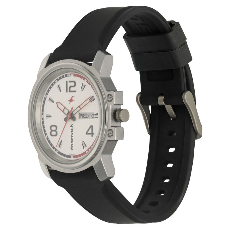 Fastrack Quartz Analog White Dial Plastic Strap Watch for Guys