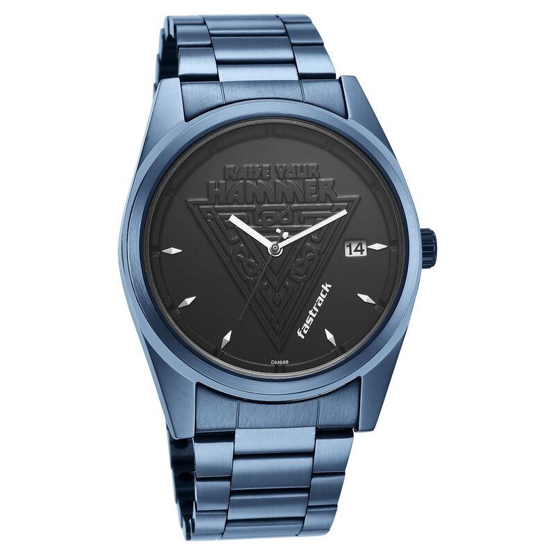 Fastrack Thor Quartz Analog with Date Black Dial Metal Strap Watch for Guys