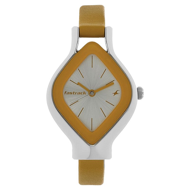 Buy Online Fastrack Quartz Analog Silver Dial Leather Strap Watch for ...
