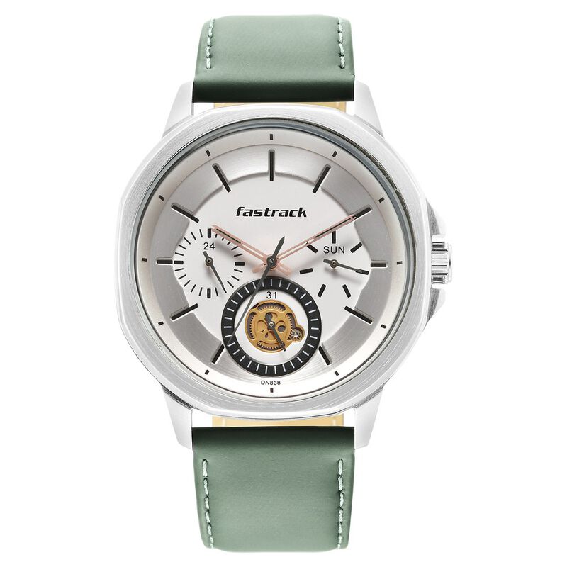 Fastrack Exuberant Quartz Multifunction White Dial Leather Strap Watch ...