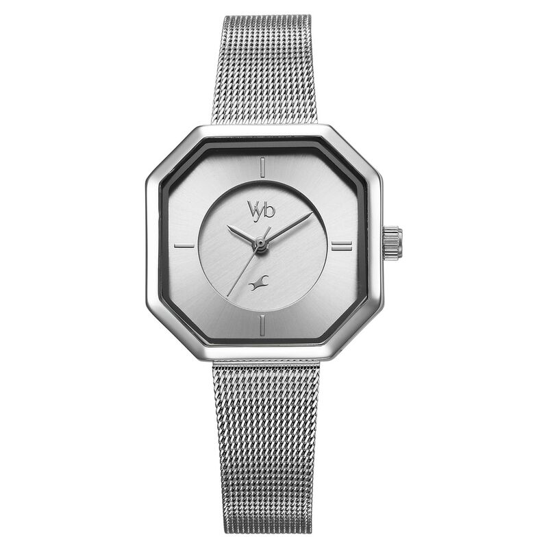 Fastrack Vyb Prodigy Quartz Analog Silver Dial Stainless Steel Strap ...