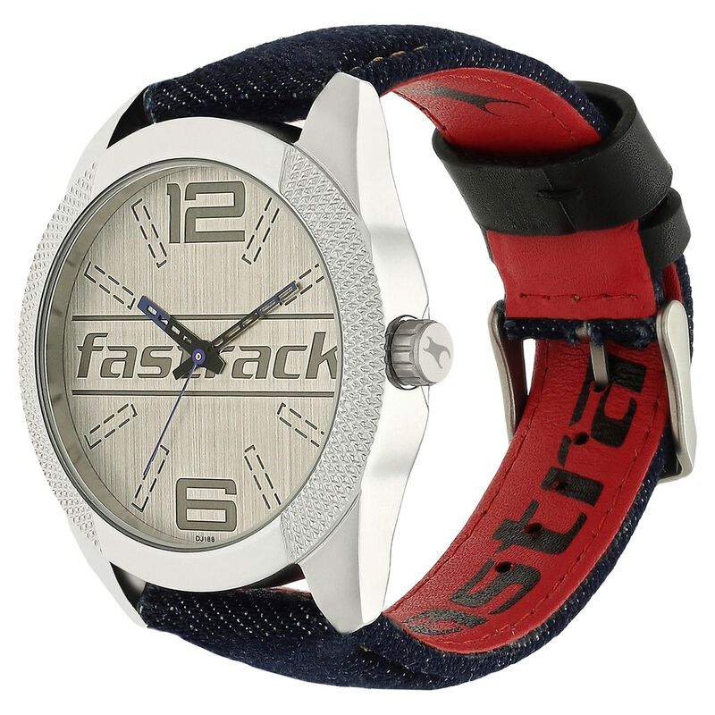 Fastrack Denim Quartz Analog Silver Dial Denim Strap Watch for Guys