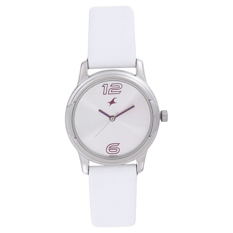 Buy Online Fastrack Quartz Analog Silver Dial Leather Strap Watch for ...
