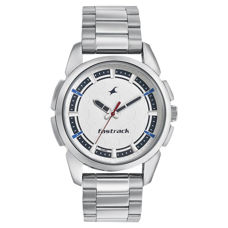 Fastrack Sunburn Quartz Analog Silver Dial Stainless Steel Strap Watch ...