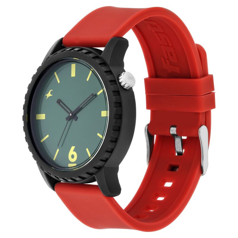Fastrack Quartz Analog Green Dial Silicone Strap Watch for Unisex