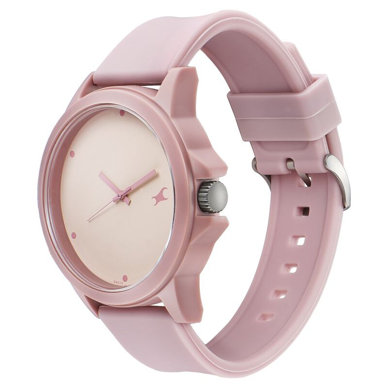 Fastrack Tees Quartz Analog Pink Dial Silicone Strap Unisex Watch