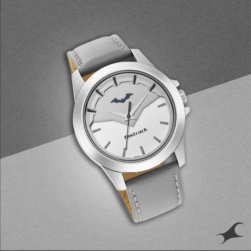 Buy Online Fastrack Batman Quartz Analog Grey Dial Leather Strap Watch ...