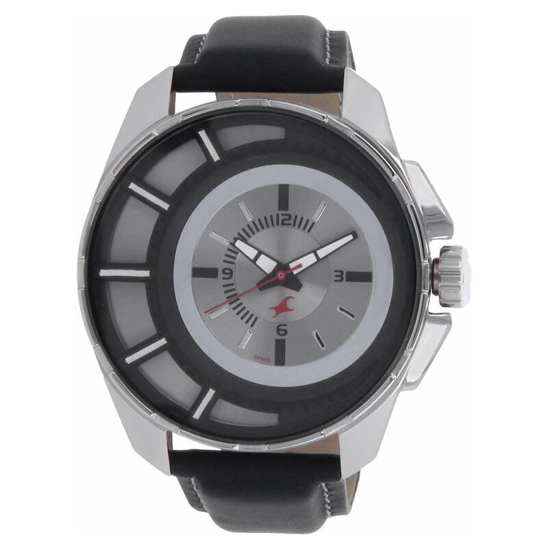 Buy Online Fastrack Quartz Analog Grey Dial Leather Strap Watch for ...