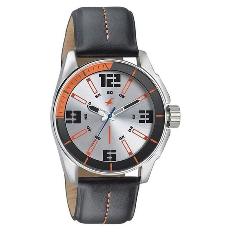 Buy Online Fastrack Quartz Analog Silver Dial Leather Strap Watch for ...