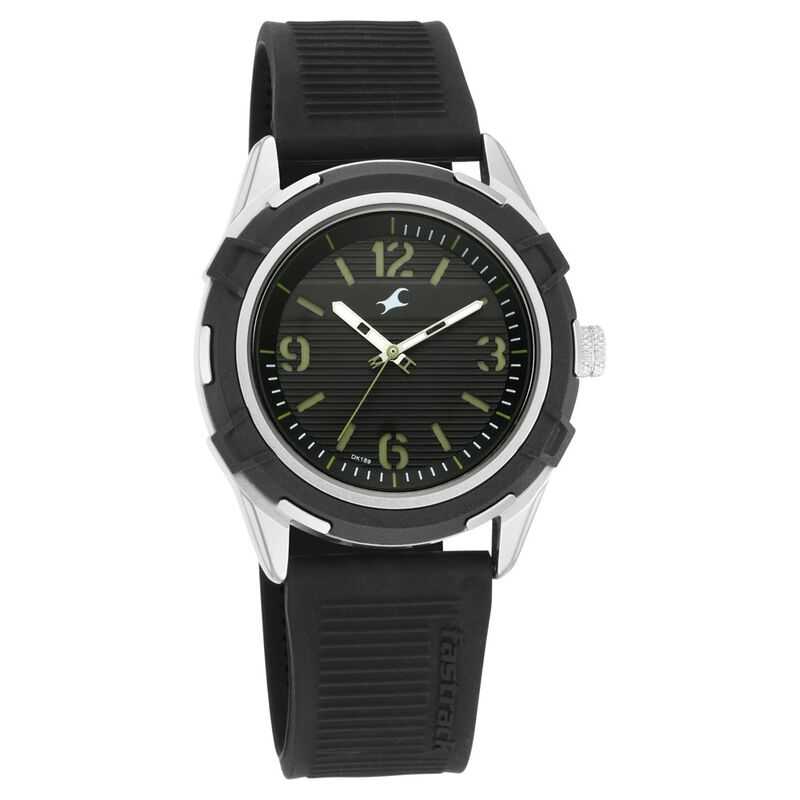 Fastrack Fastfit Quartz Analog Black Dial Silicone Strap Watch for Guys