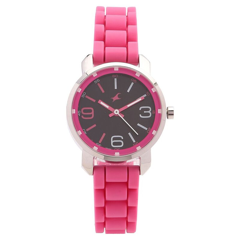 Buy Online Fastrack Quartz Analog Black Dial Silicone Strap Watch for ...