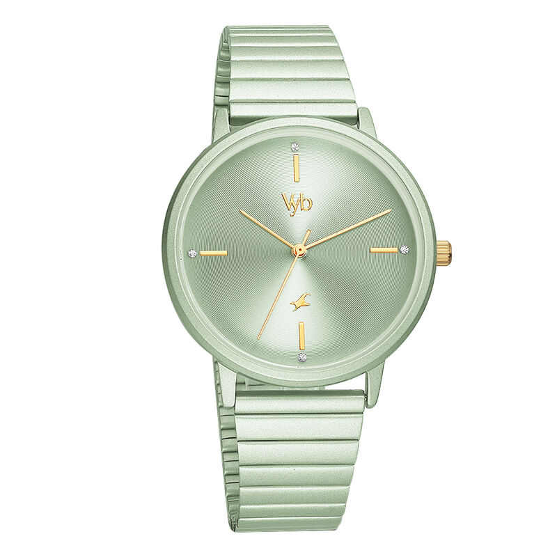 Vyb by Fastrack Quartz Analog Green Dial Stainless Steel Strap Watch ...