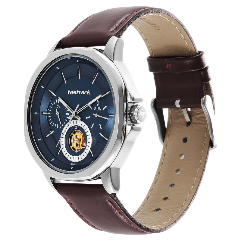 Fastrack Exuberant Quartz Multifunction Blue Dial Leather Strap Watch ...