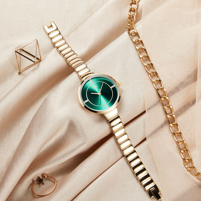 Fastrack Vyb Enigma Quartz Analog Green Dial Stainless Steel Strap ...