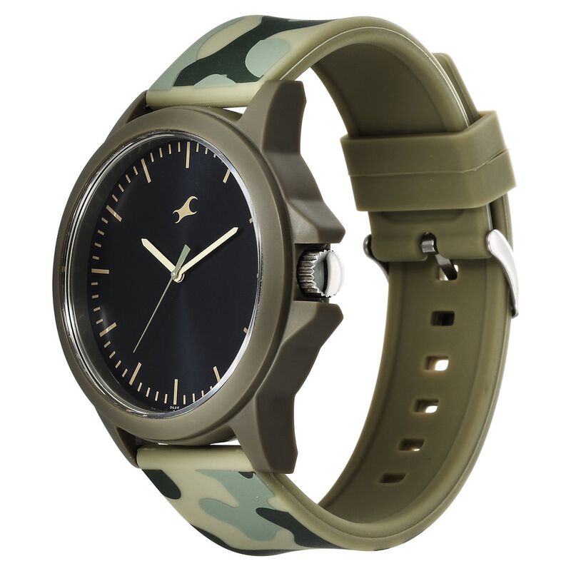 Fastrack Tees Wanderlust Quartz Analog Black Dial Silicone Strap Watch ...