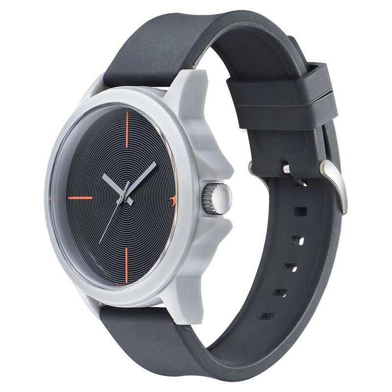 Fastrack Tees Quartz Analog Black Dial Silicone Strap Unisex Watch