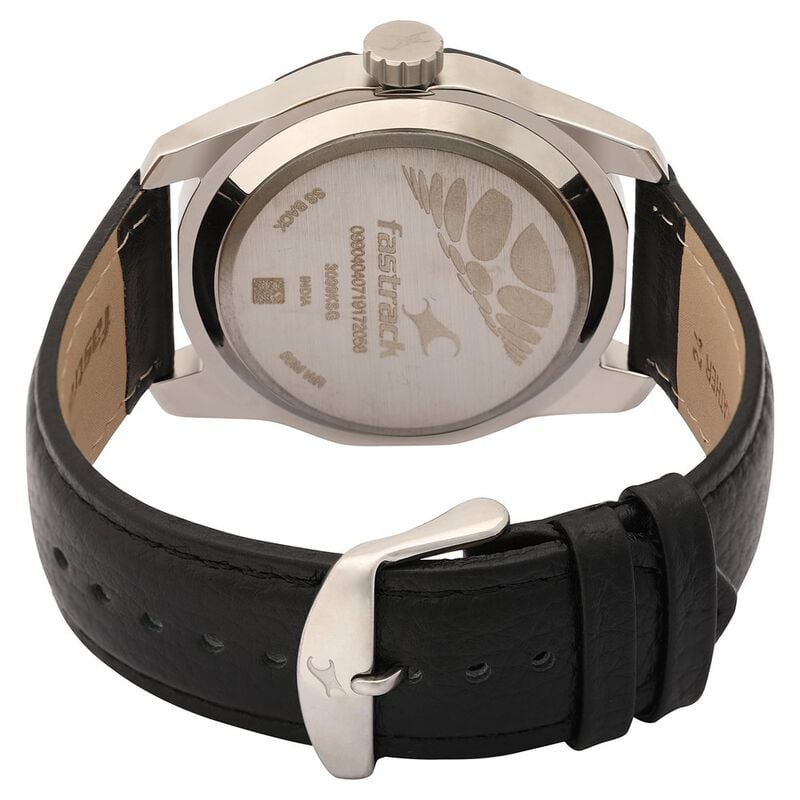Fastrack Quartz Analog Black Dial Leather Strap Watch for Guys