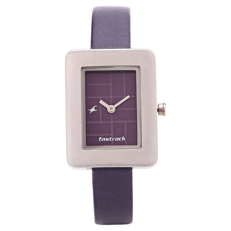 Buy Online Fastrack Quartz Analog Purple Dial Leather Strap Watch for ...