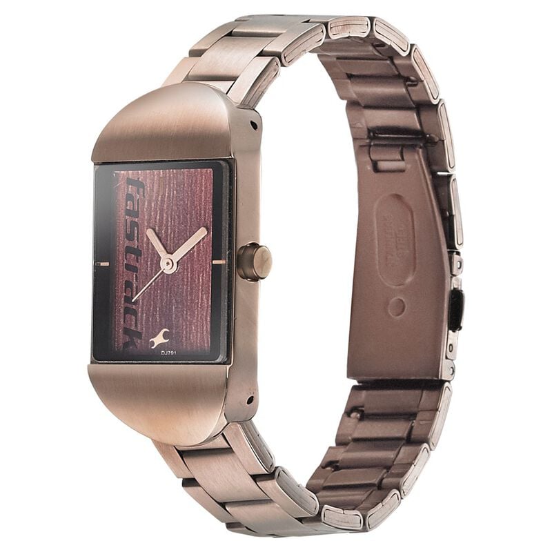 Fastrack Go Skate Quartz Analog Brown Dial Stainless Steel Strap Watch ...