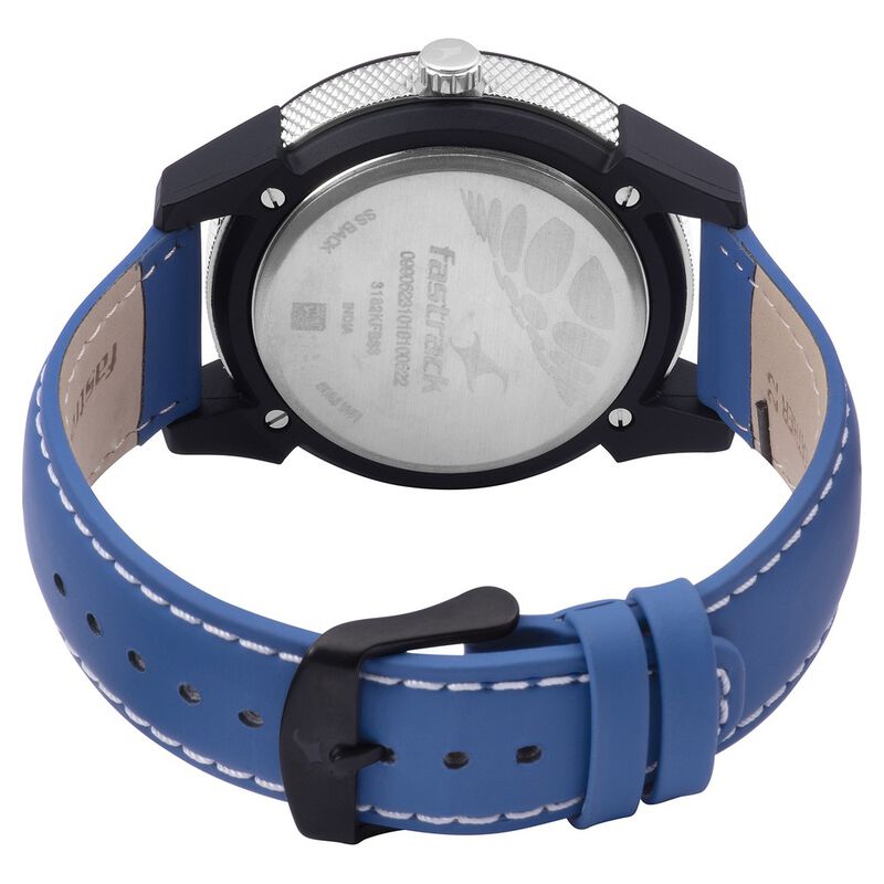 Fastrack Modular Quartz Analog Silver Dial Leather Strap Watch for Guys