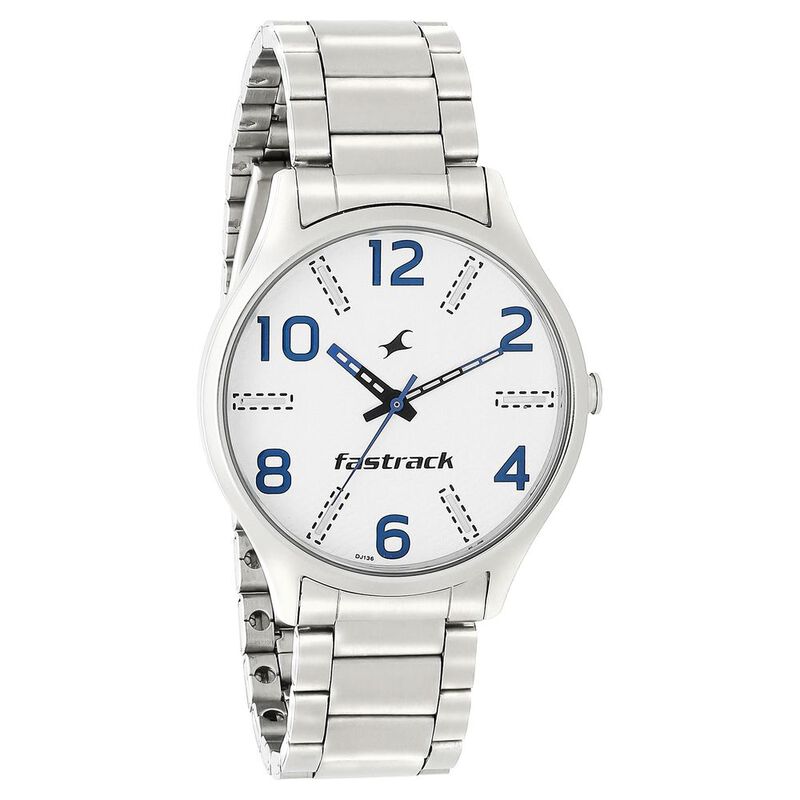 Fastrack Denim Quartz Analog White Dial Stainless Steel Strap Watch for ...