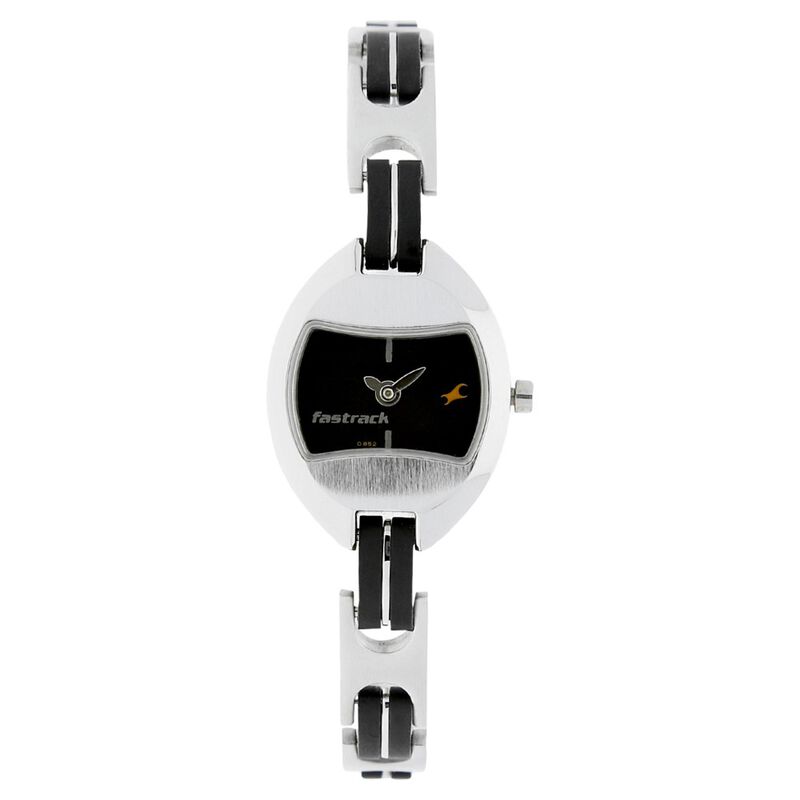 Buy Online Fastrack Quartz Analog Black Dial Leather & Metal Strap ...