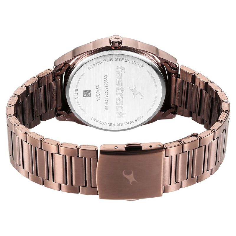 Fastrack Quartz Analog Black Dial Brown Stainless Steel Strap Watch for ...