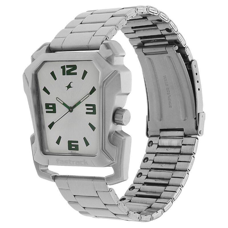 Fastrack Quartz Analog White Dial Stainless Steel Strap Watch for Guys
