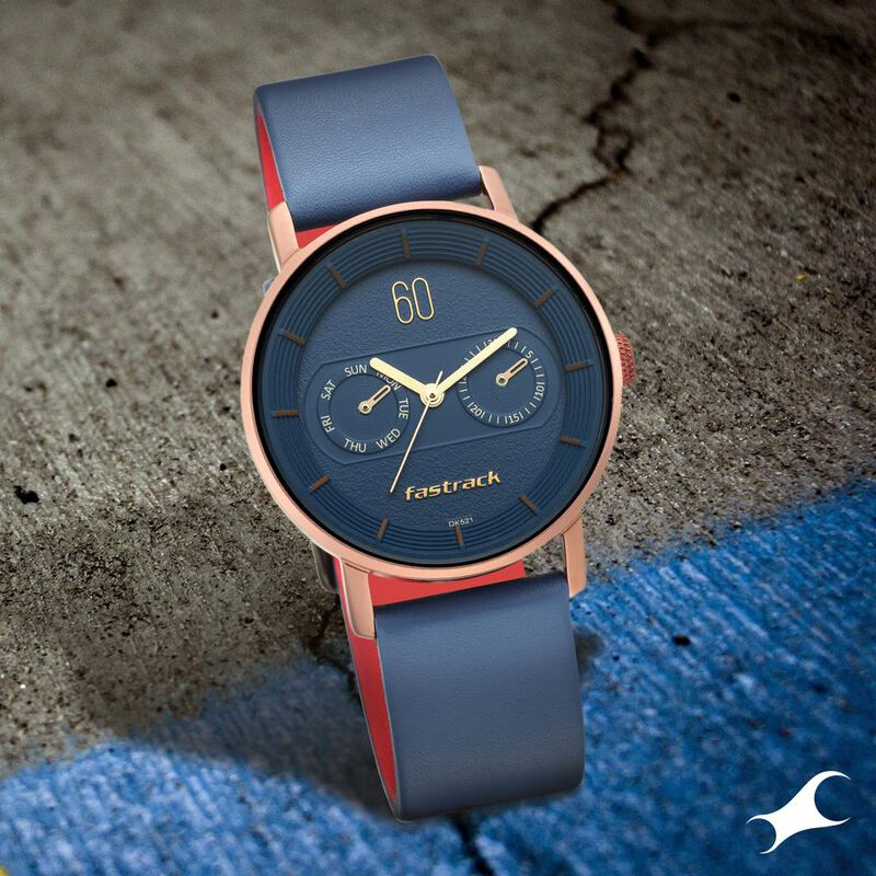 Buy Online Fastrack Blue Dial Leather Strap Watch for Girls ...