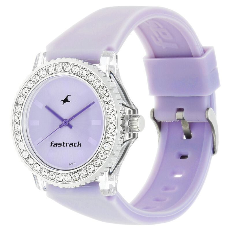 Fastrack Quartz Analog Purple Dial Plastic Strap Watch for Girls