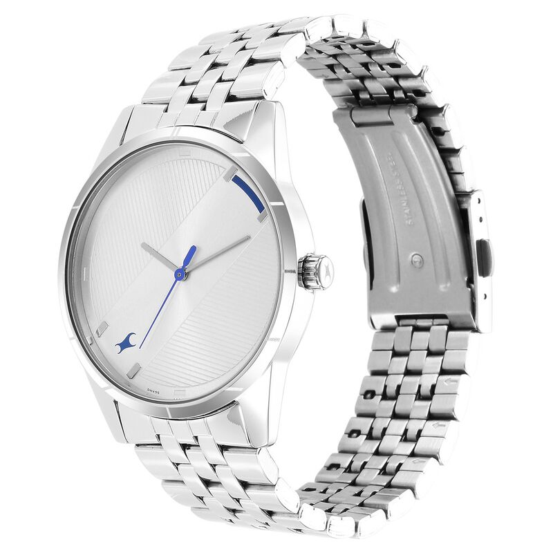 Fastrack Stunners Quartz Analog Silver Dial Metal Strap Watch for Guys