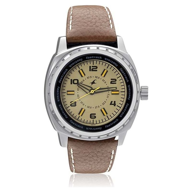 Buy Online Fastrack Quartz Analog Brown Dial Leather Strap Watch for ...