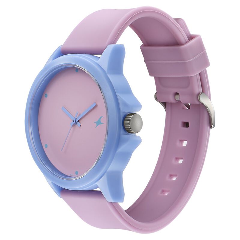 Fastrack Tees Quartz Analog Pink Dial Silicone Strap Unisex Watch