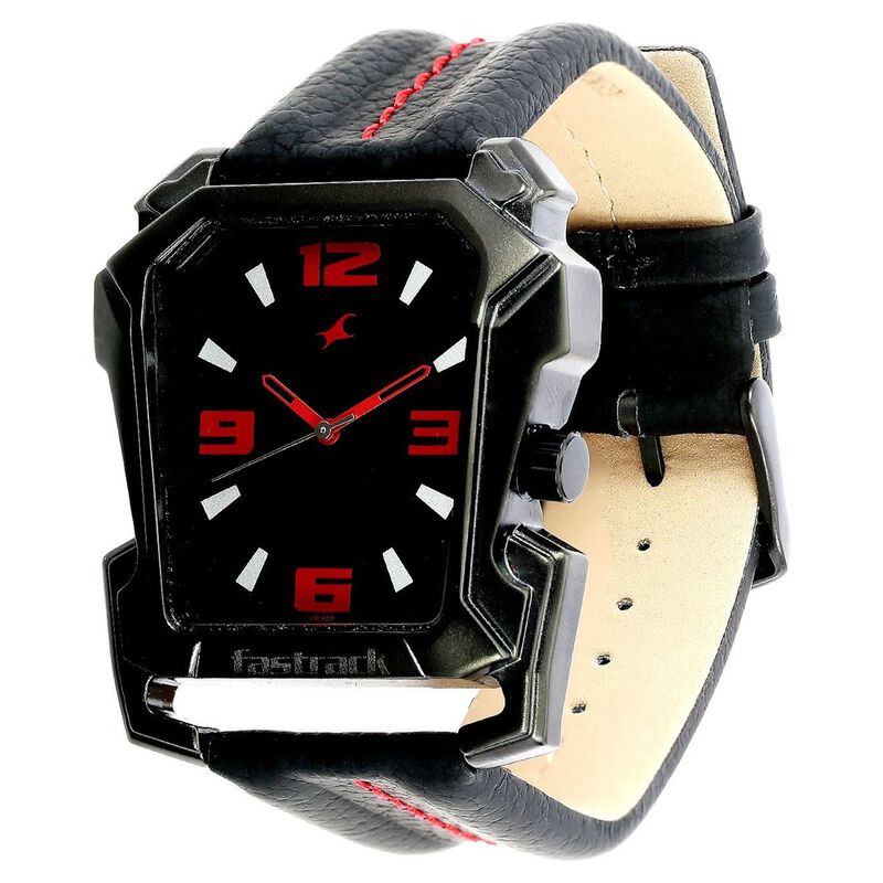 Fastrack Quartz Analog Black Dial Leather Strap Watch for Guys