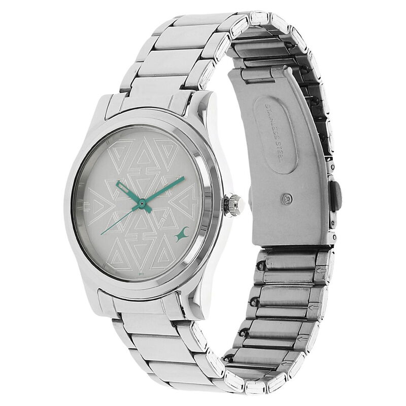 Fastrack Quartz Analog Silver Dial Stainless Steel Strap Watch for Girls