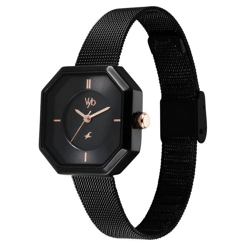 Fastrack Vyb Prodigy Quartz Analog Black Dial Stainless Steel Strap ...